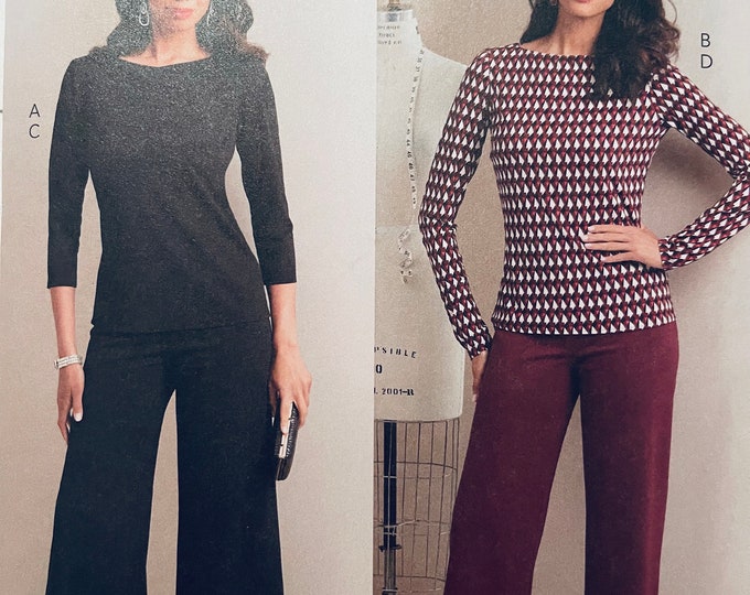 Butterick B6966 R11904 Sewing Pattern - Misses Knit Tops and Flared ...