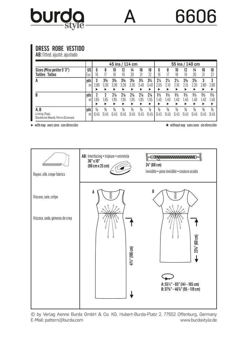 Burda Sewing Pattern 6606 Size 6-18 Misses Dresses / UNCUT - Etsy