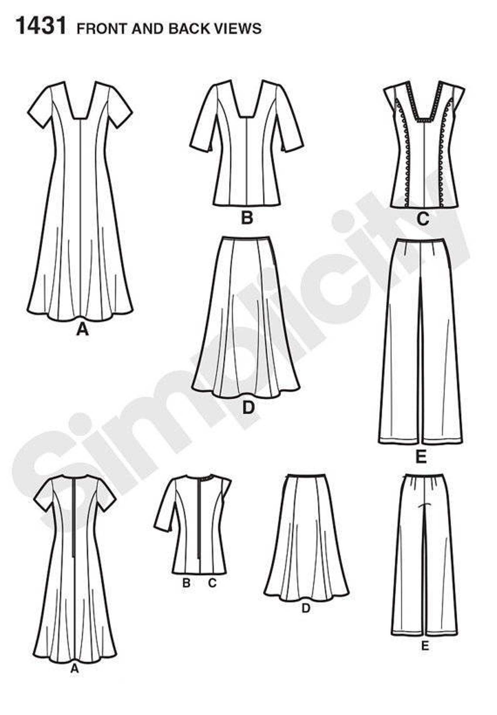 Simplicity 1431 10-18 or Plus Size 20W 28W Misses Dress - Etsy