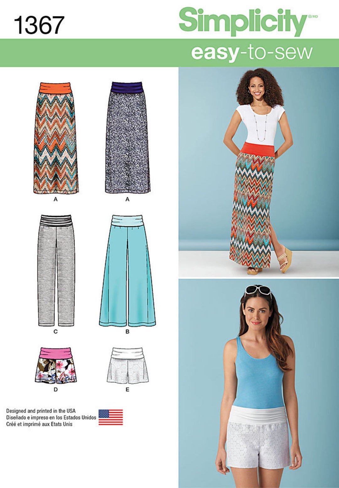 Simplicity 1367 Sewing Pattern for Womens Wide Leg Pants, Skirts, and ...
