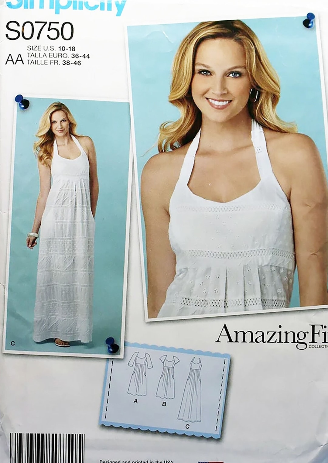 Simplicity 1800 S0750 Sewing Pattern, Misses Halter and Open Neckline ...