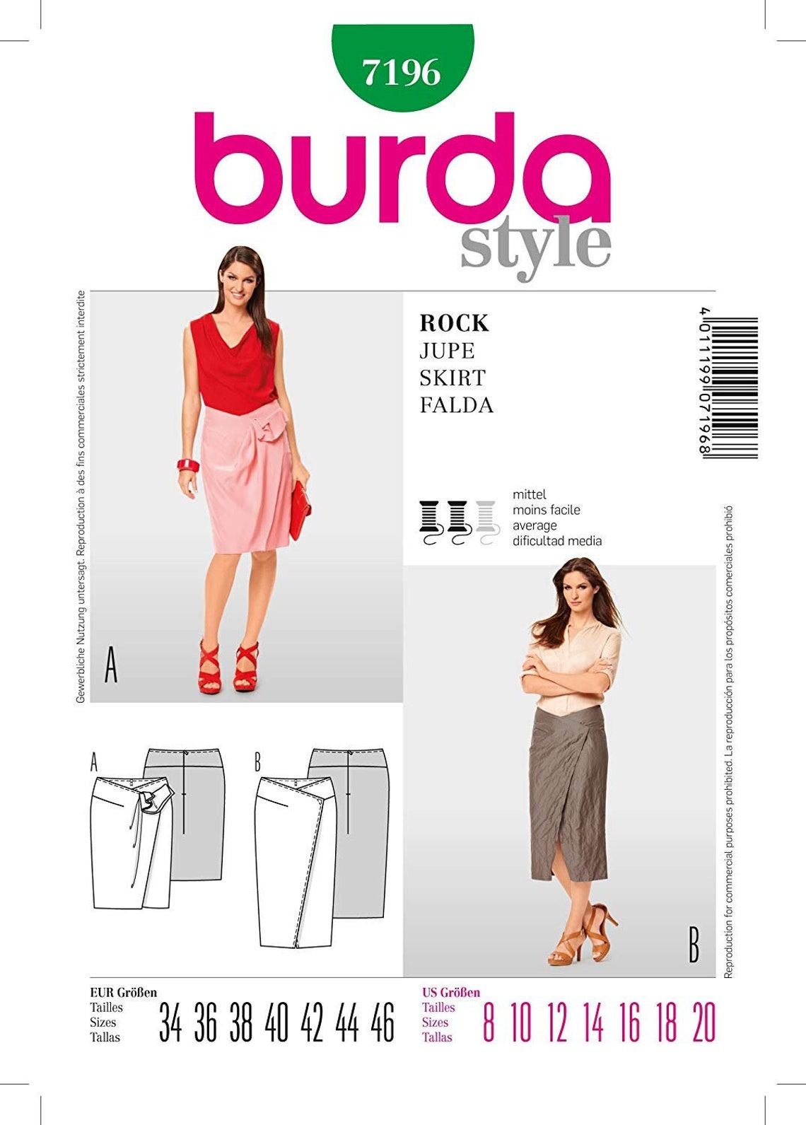 Burda 7196 Misses Skirts Sewing Pattern Size 8-20 / Uncut/ff - Etsy