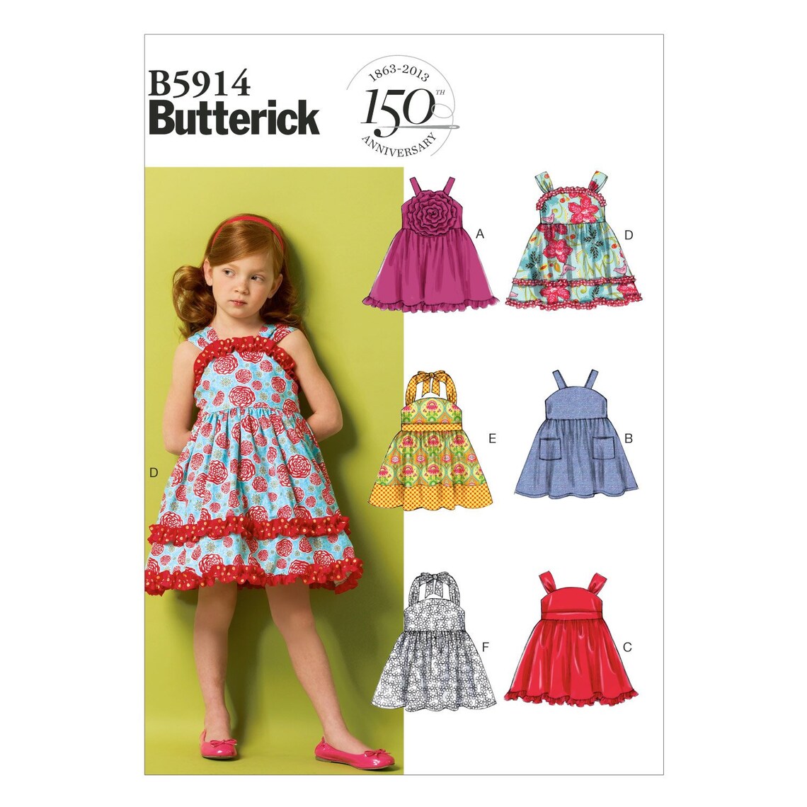 Butterick B5914 Girls Sleeveless Dress Pattern · Ruffle Halter Sun ...