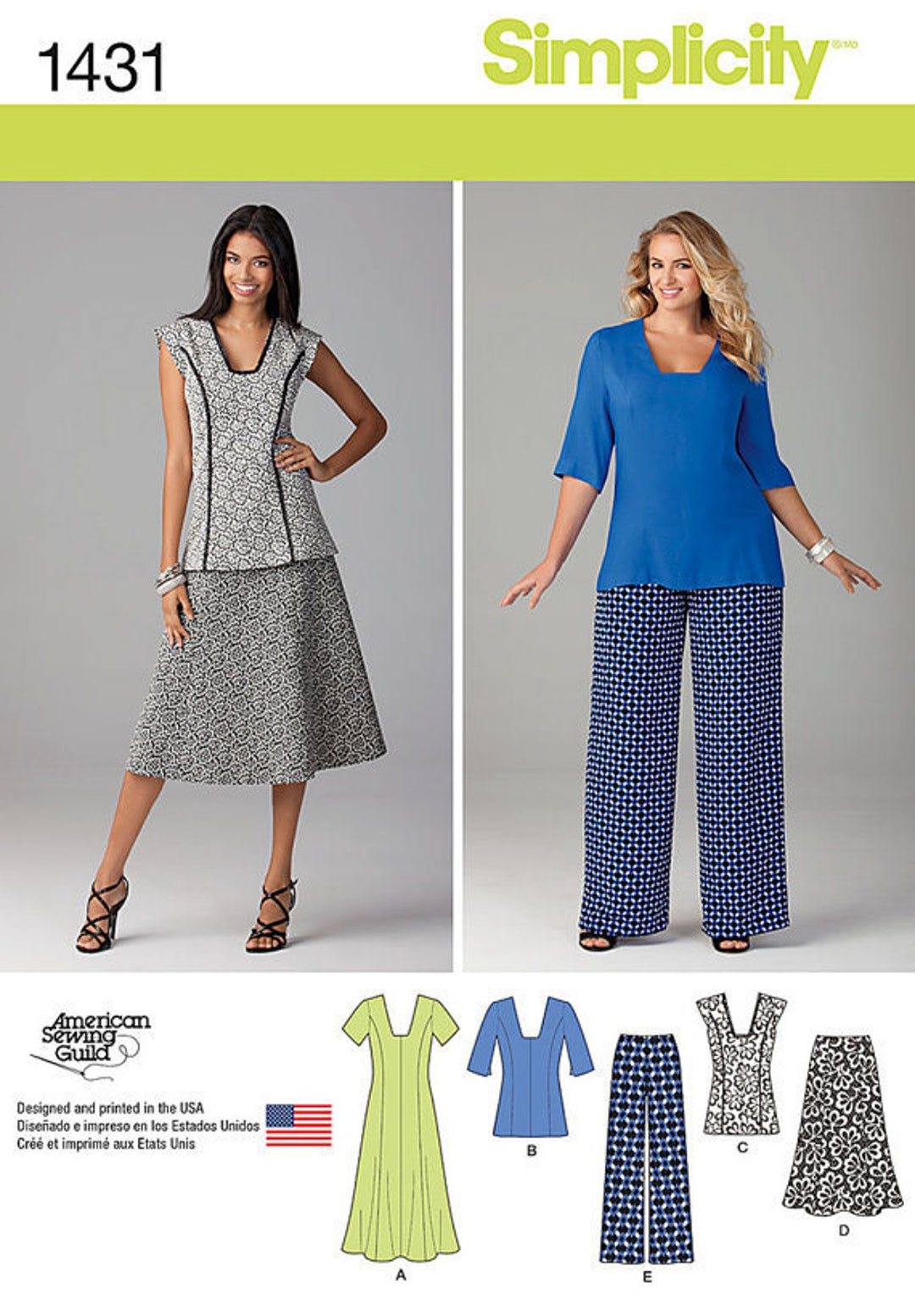 Simplicity 1431 10-18 or Plus Size 20W - 28W Misses Dress, Tunic, Pants ...