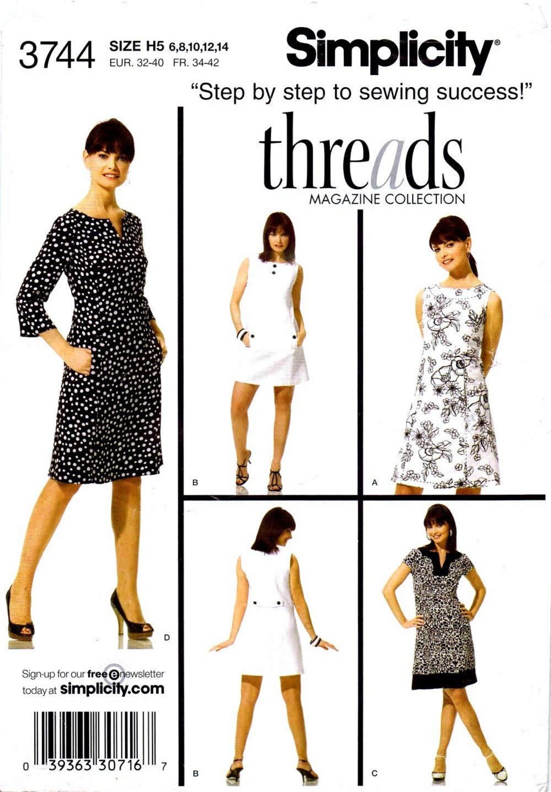 Simplicity 3744 Size 6-14 Misses' Dresses Sewing Pattern / UNCUT ...