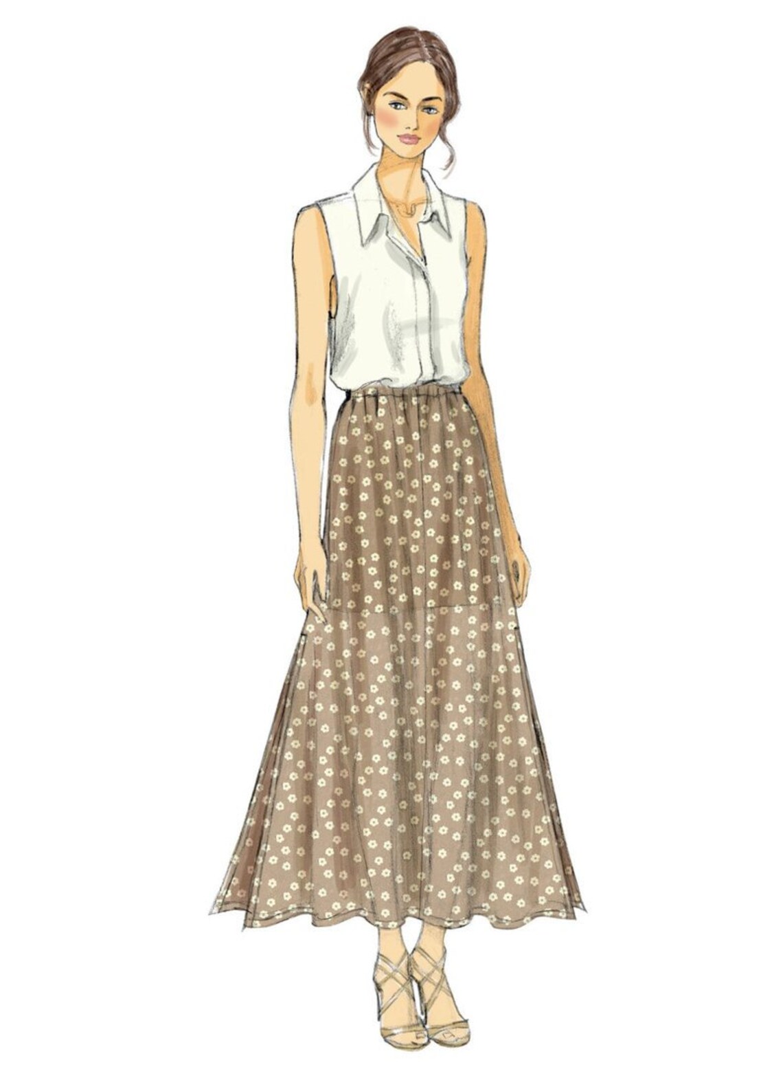 Vogue V8981 Size 4-14 or 16-26 Misses' Gathered Waistline, Tiered Skirt ...