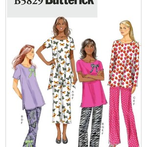 Butterick B5829 Misses' Sleepwear Top, Pants, Slippers and Bow Sewing ...