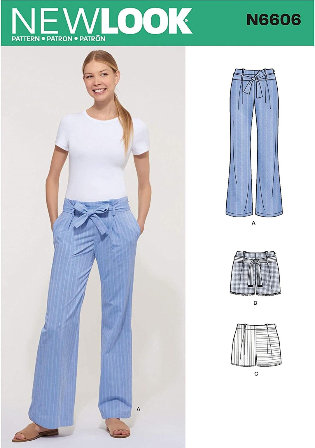 New Look Sewing Pattern N6606, Misses Shorts Pants Tie Pleat Front ...