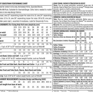 Simplicity 1361 Sewing Pattern Misses' Knit Equestrian Performance ...
