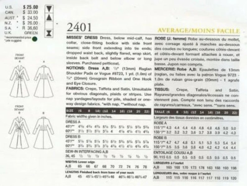 Vogue Vintage Model Original 1952 Design Pattern 2401 Misses Dress ...