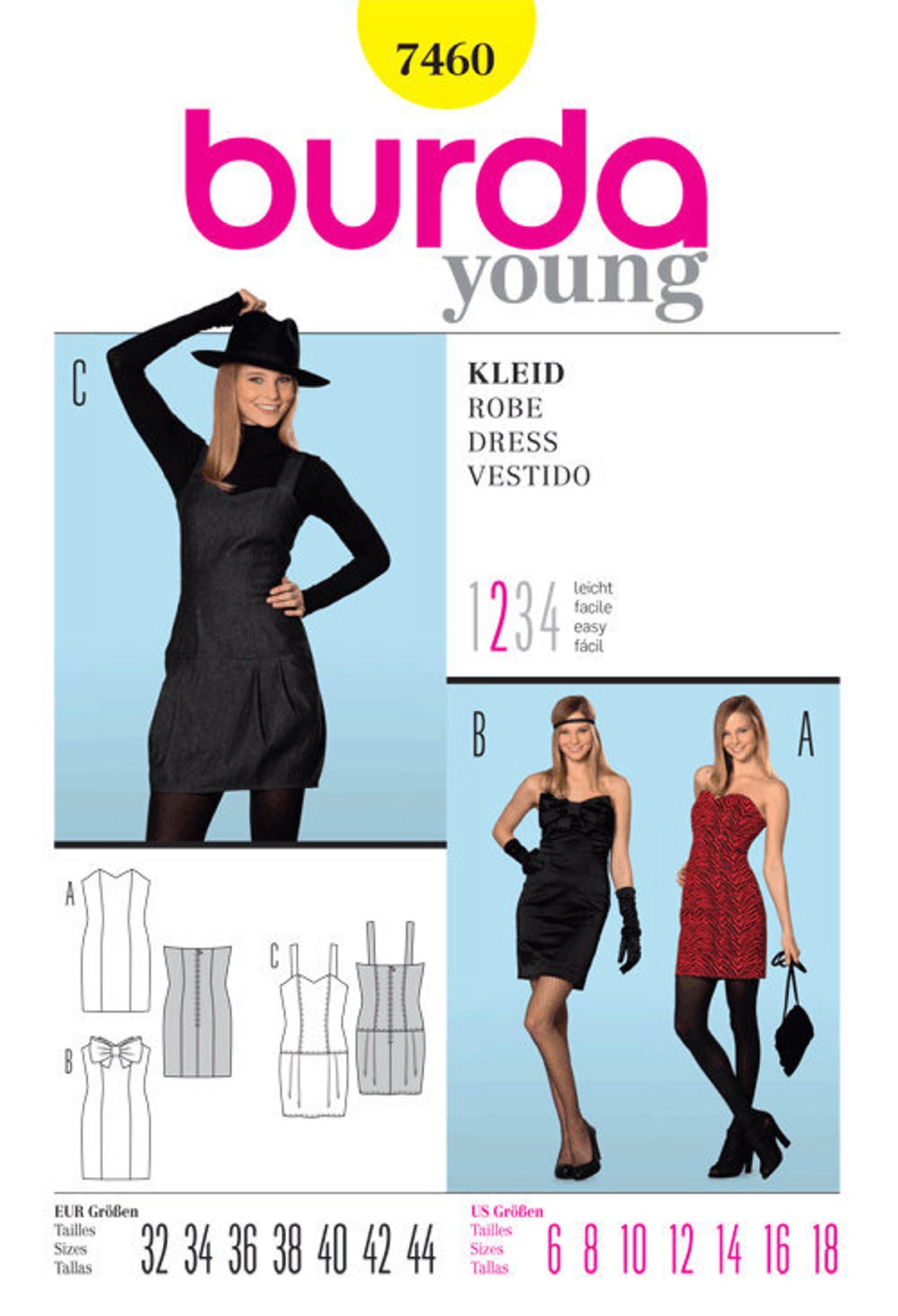 Burda 7460 Size 6-18 Misses Bustier Dress Sewing Pattern / Uncut FF - Etsy