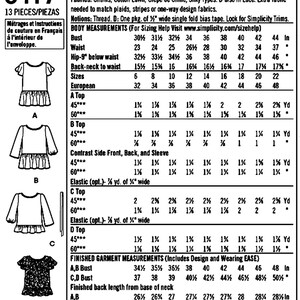 Simplicity 8417 Sewing Pattern Misses Pullover Tops, Peplum Blouse Size ...