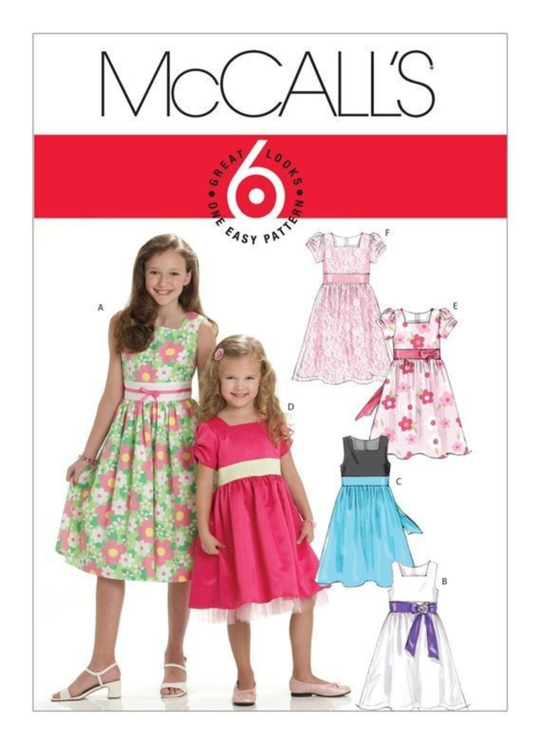 Mccall's M6020 Girl's Lined Dresses Sewing Pattern Size 3-6 or 7-14 ...