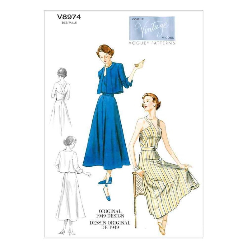 Vogue V8974 Misses Retro 1949 Jacket, Dress and Belt Sewing Pattern ...