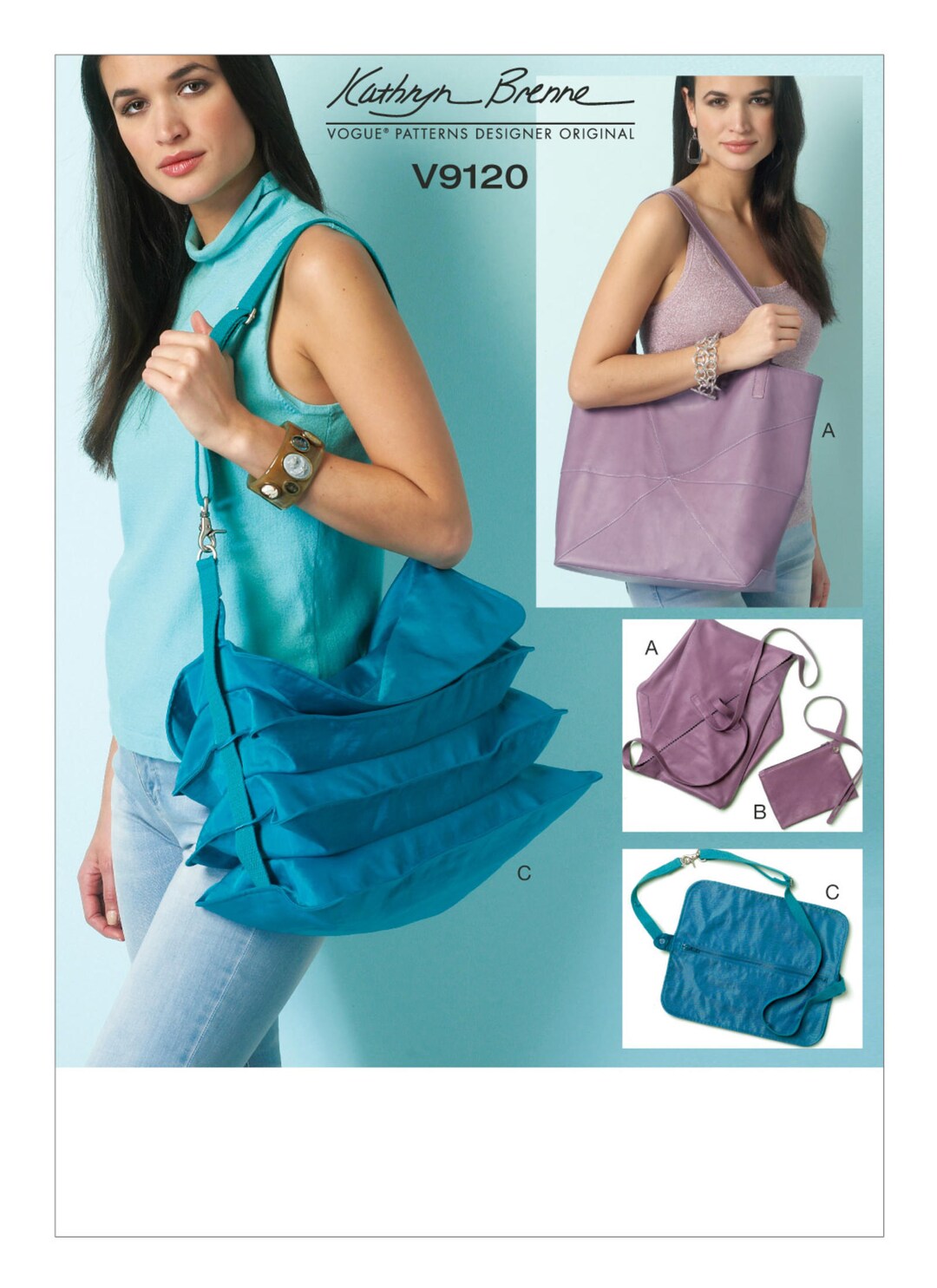 Vogue V9120, Bags and Pouch Sewing Pattern, Tote Bag Sewing Pattern ...