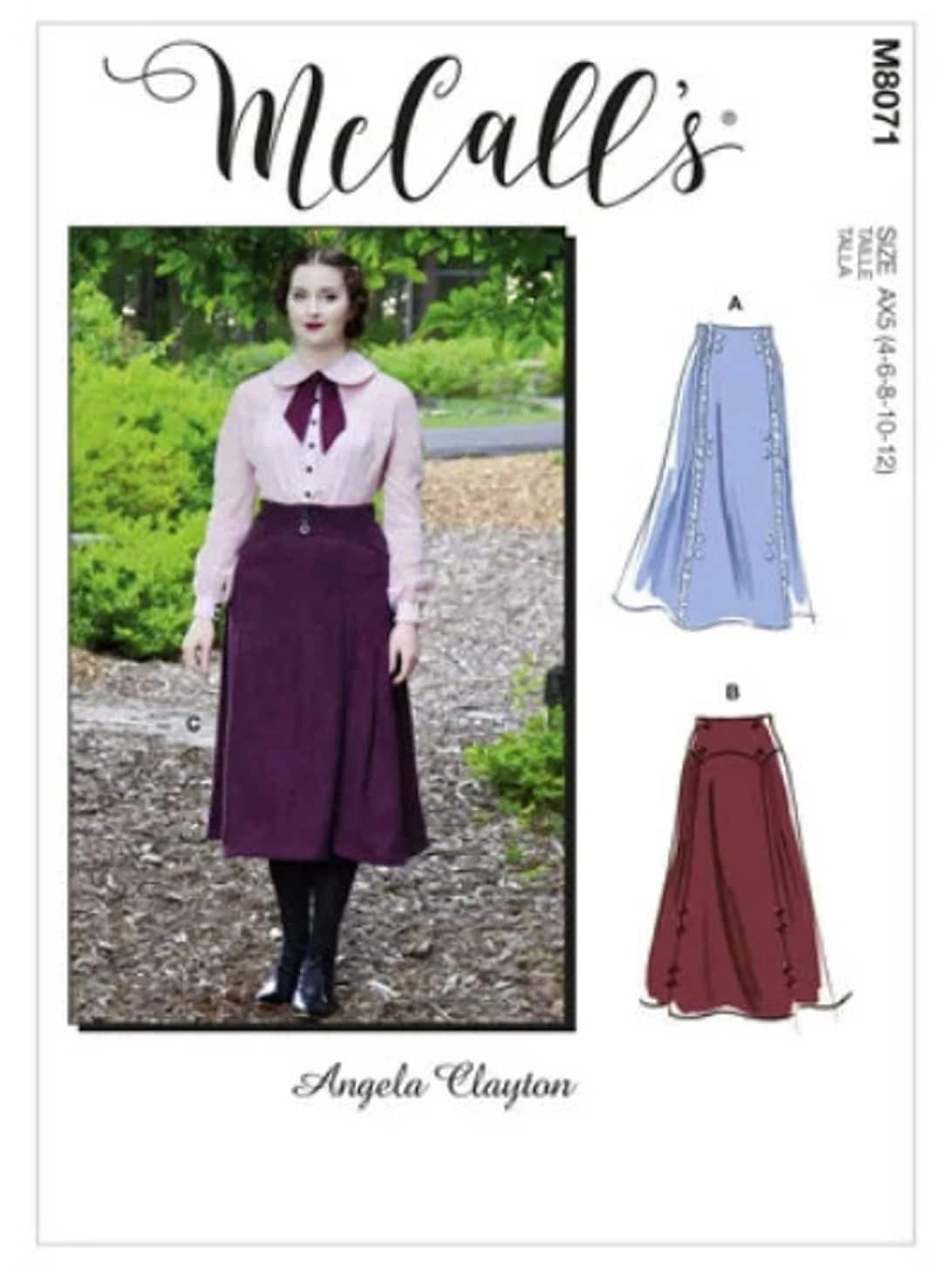 Mccalls M8071 Sewing Pattern for Womens Historical SKIRT Costume ...