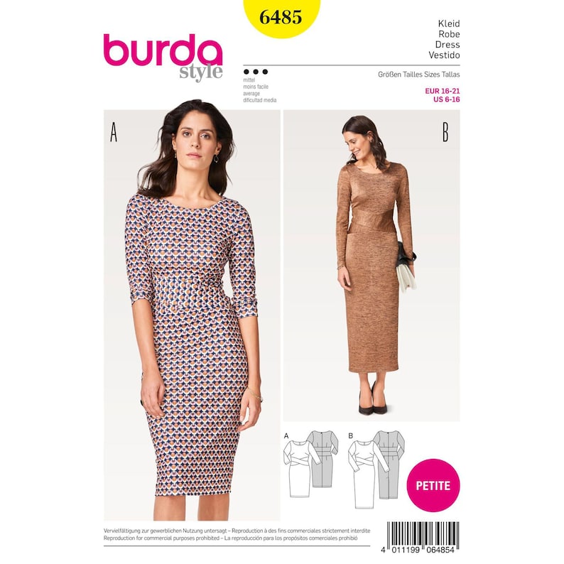 Burda Style 6485 Misses Dresses Sewing Pattern / Uncut - Etsy
