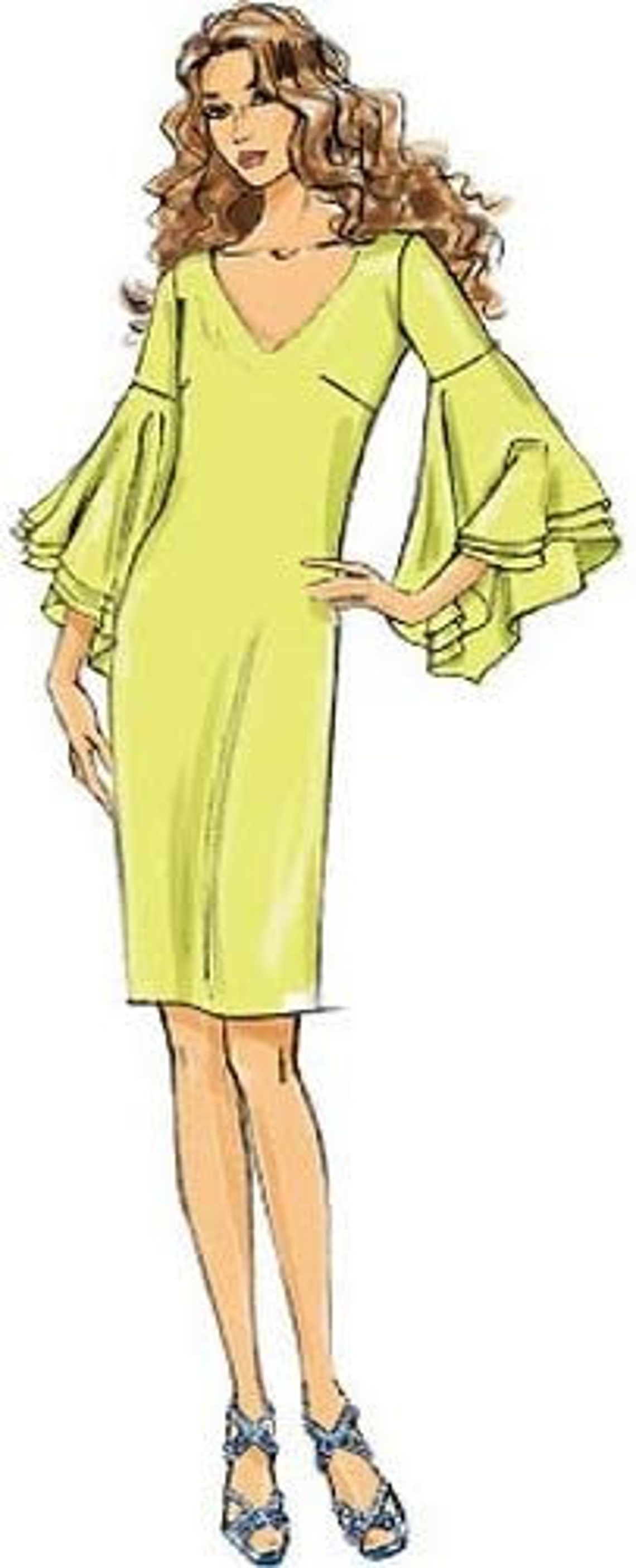 Vogue V8945 Sewing Pattern - Misses Dresses With Sleeve Flounce - Size ...