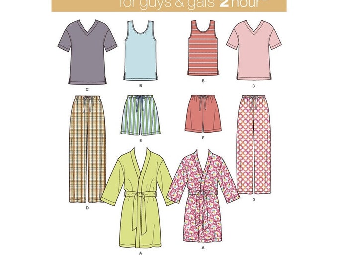 Simplicity 1563 Women's Men's and Teens' Sleepwear Sewing Pattern Size ...