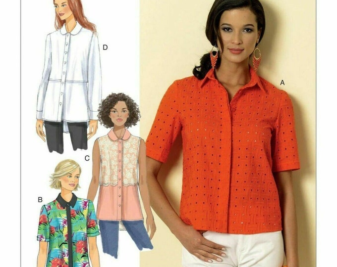 Butterick B6324 Button Front Blouse Loose-fit Sewing Pattern Size 6-14 ...