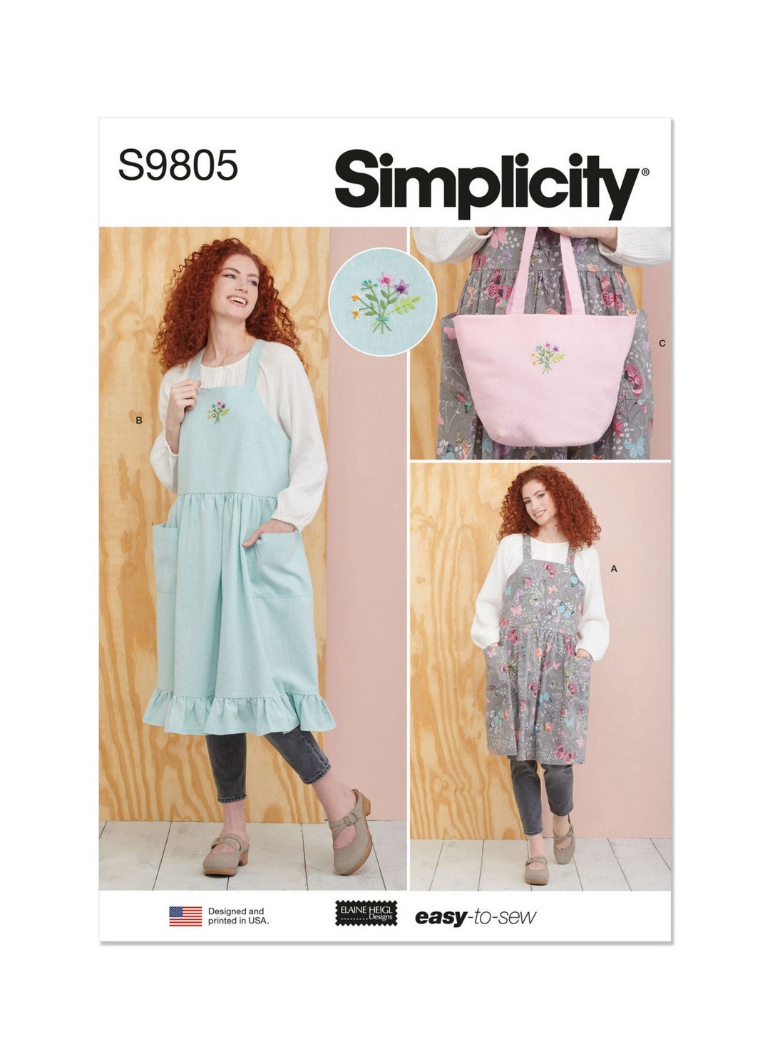Simplicity Sewing Pattern S9805 R11925 Misses' Pinafore Aprons and Tote ...