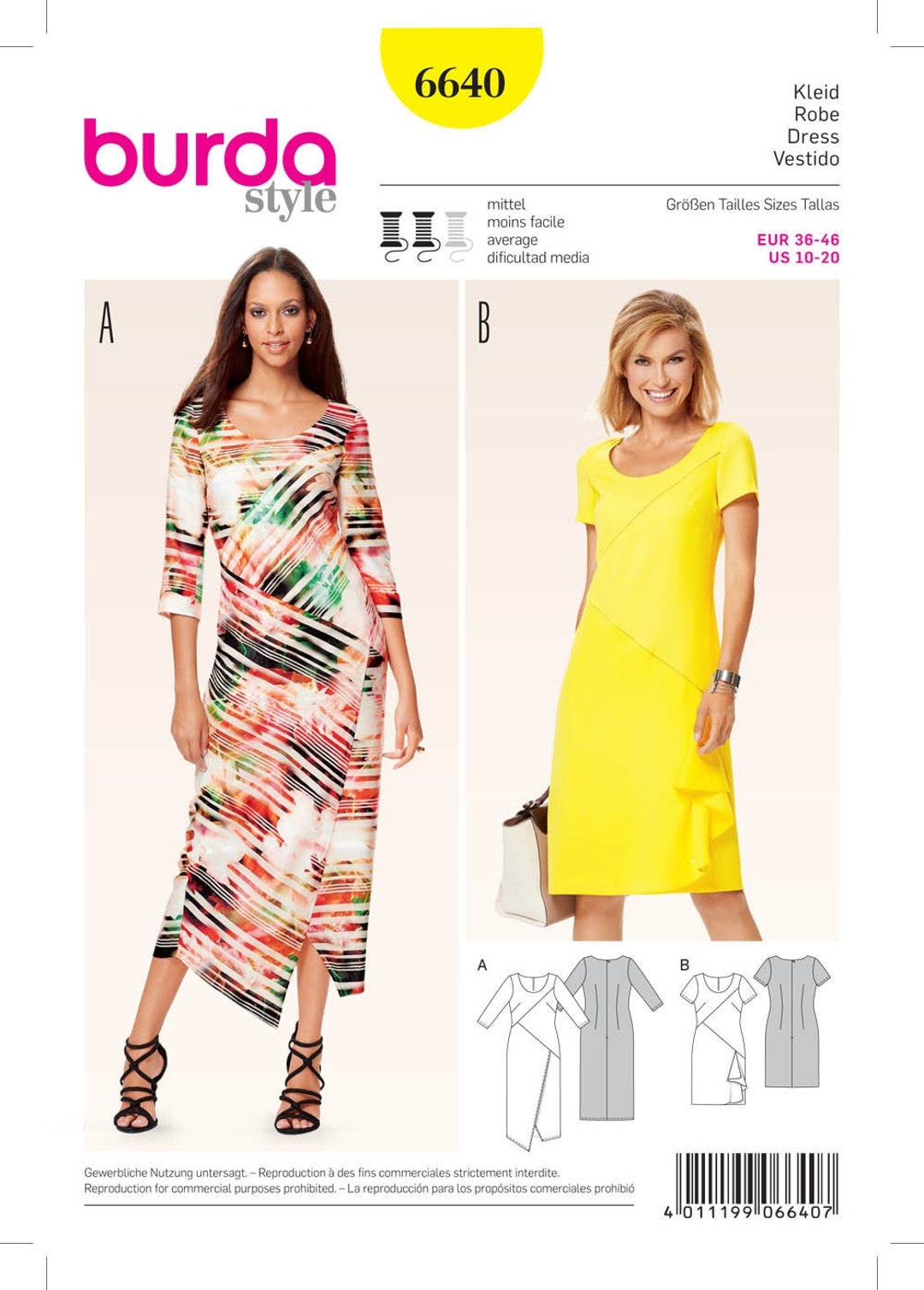 Burda 6640 Misses Wrap Look Dresses Sewing Pattern Plus Size 10-20 ...