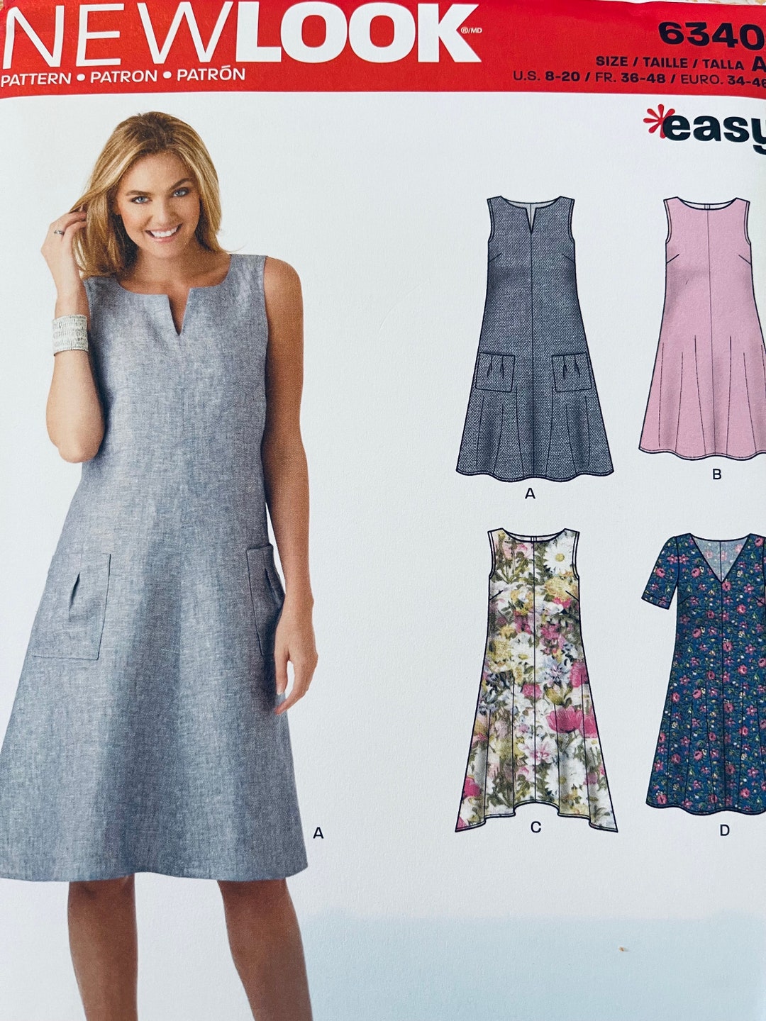 New Look 6340 - Sewing Pattern Misses Dresses Sz 8-20 Uncutff - Etsy
