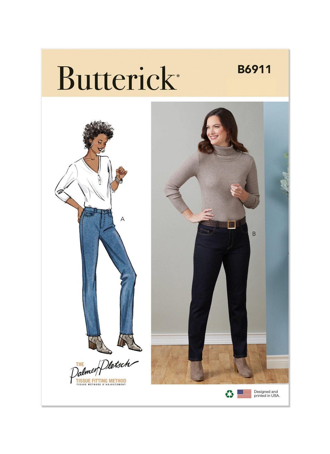 Butterick B6911 Sewing Pattern - Misses' Jeans by Palmer/pletsch - Size ...