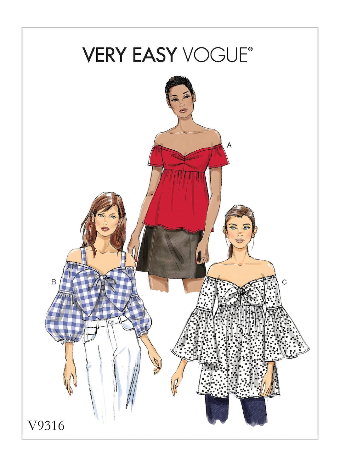 Vogue V9316 Sewing Pattern, Easy off the Shoulder Top Sewing Pattern ...
