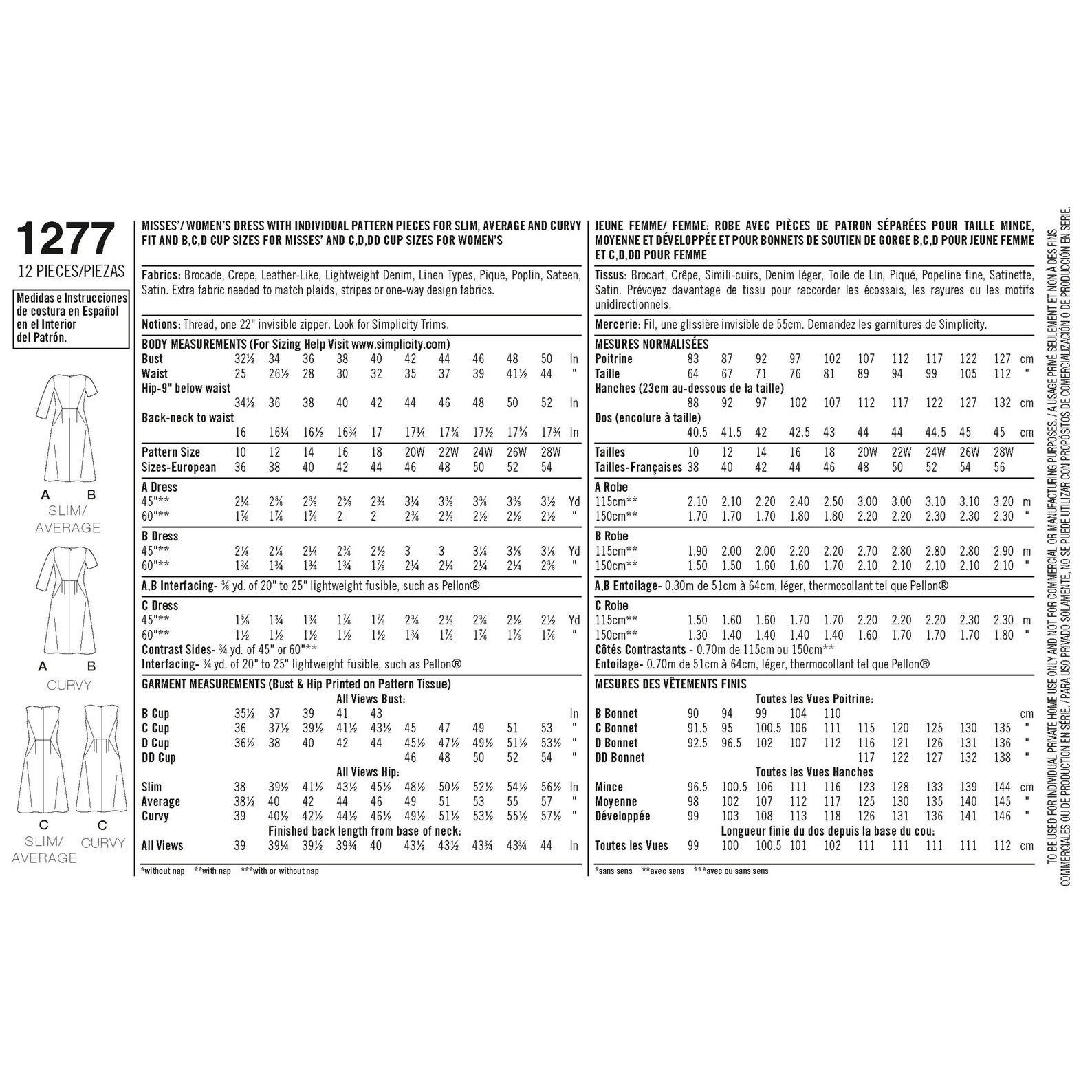 Simplicity 1277 Sewing Pattern Misses Amazing Fit Dresses - Etsy