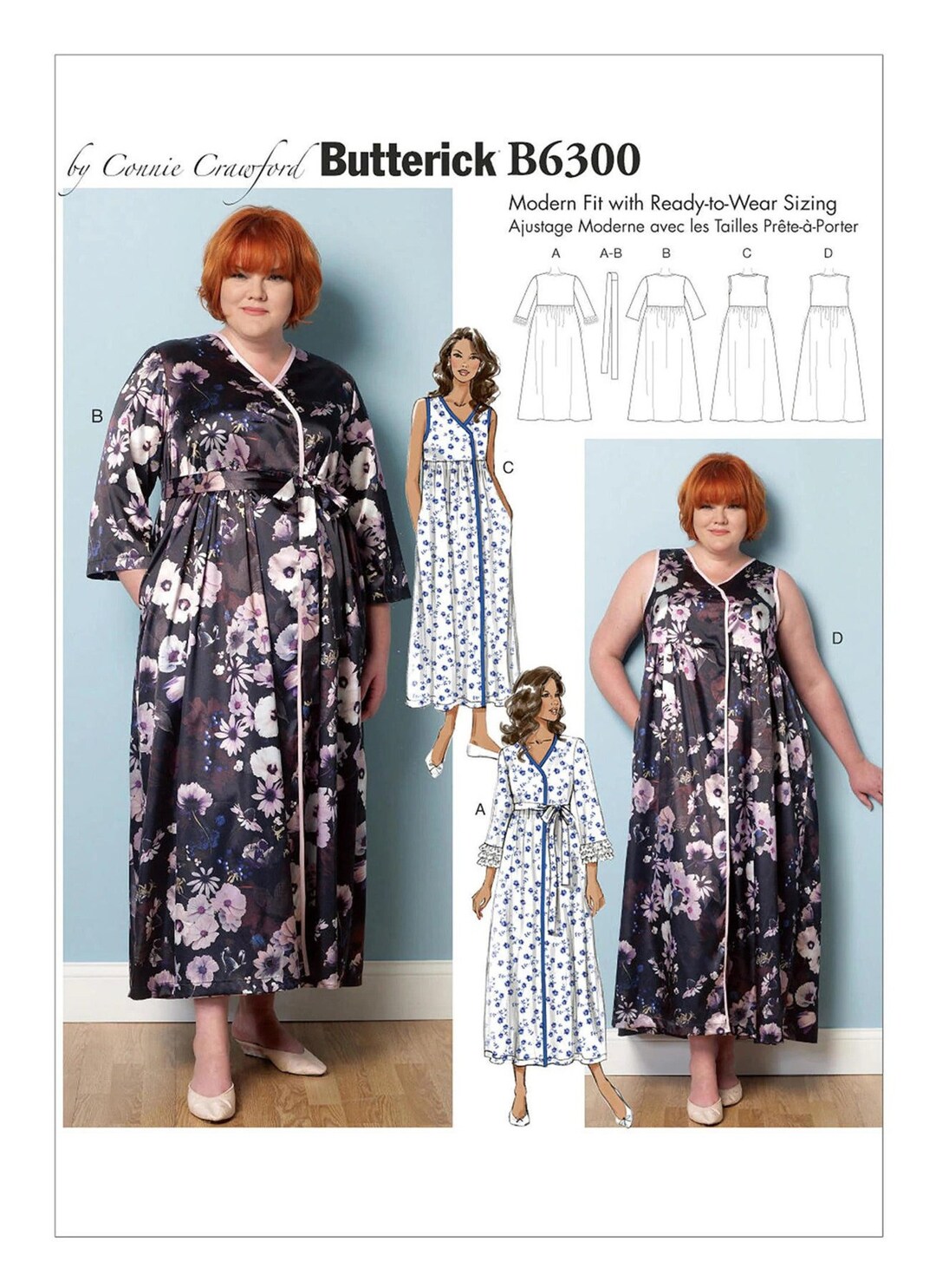 Butterick B6300 Sewing Pattern - Misses Robe and Negligee, Nightgown ...