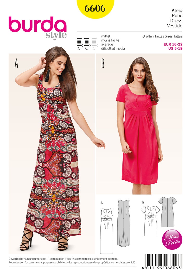 Burda Sewing Pattern 6606 Size 6-18 Misses Dresses / UNCUT - Etsy