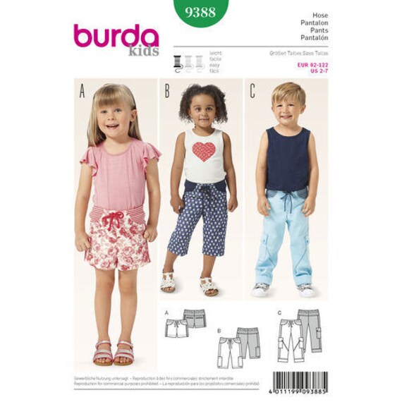 Burda Kids 9388 Toddlers' Pants Sewing Pattern / Uncut/FF | Etsy