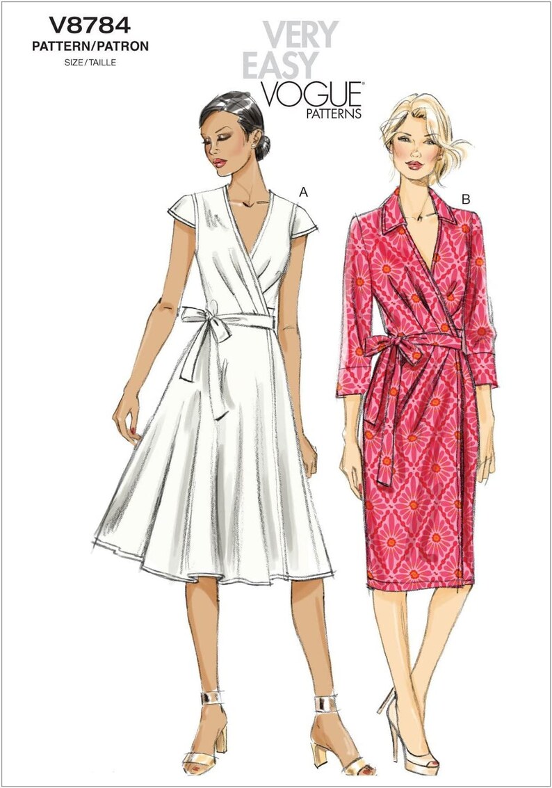 Vogue V8784 Sewing Pattern - Misses' Wrap Dress - Size 6-14 or 14-22 ...