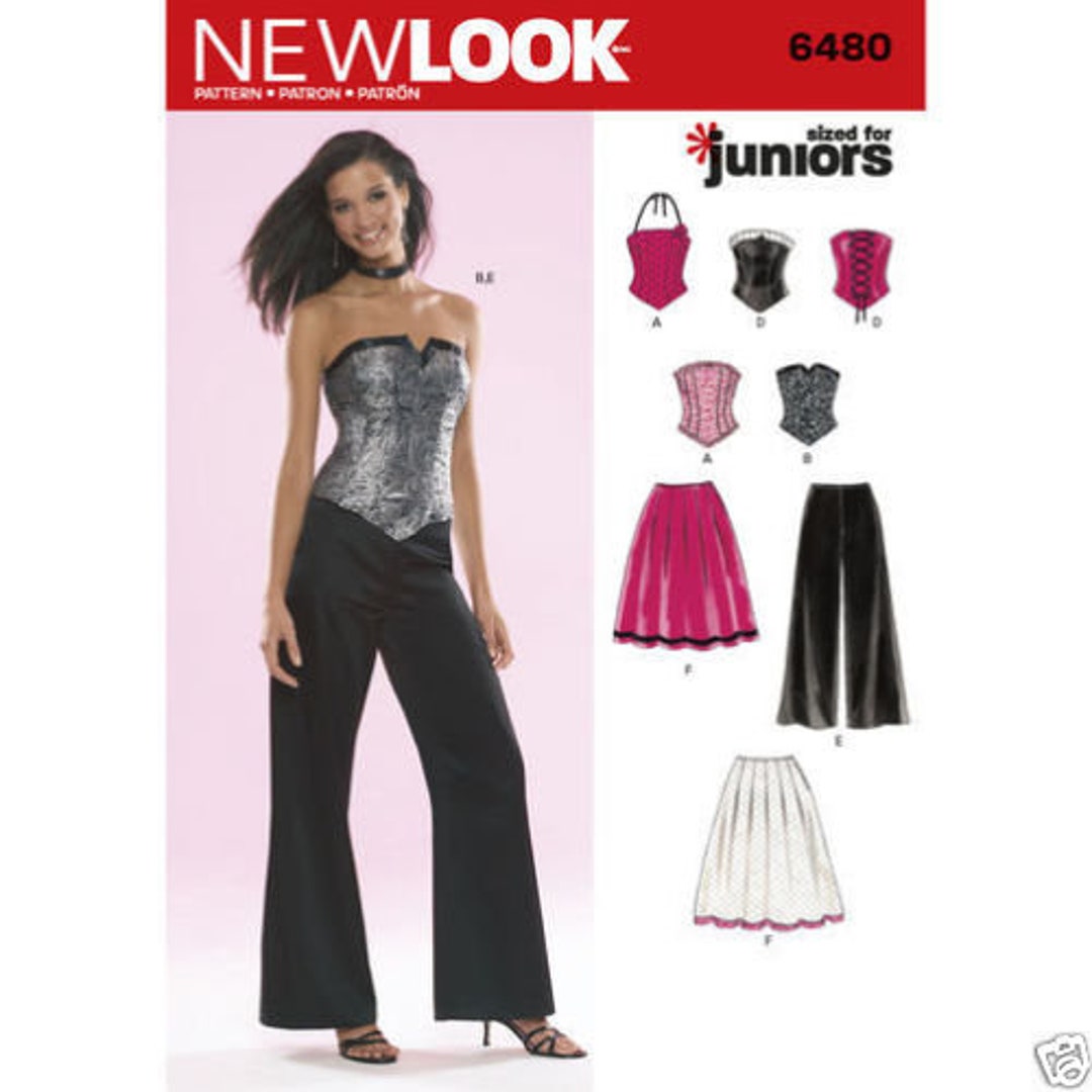 New Look 6480 Juniors Womens Strapless Top, Pants, Floor Length Skirt ...