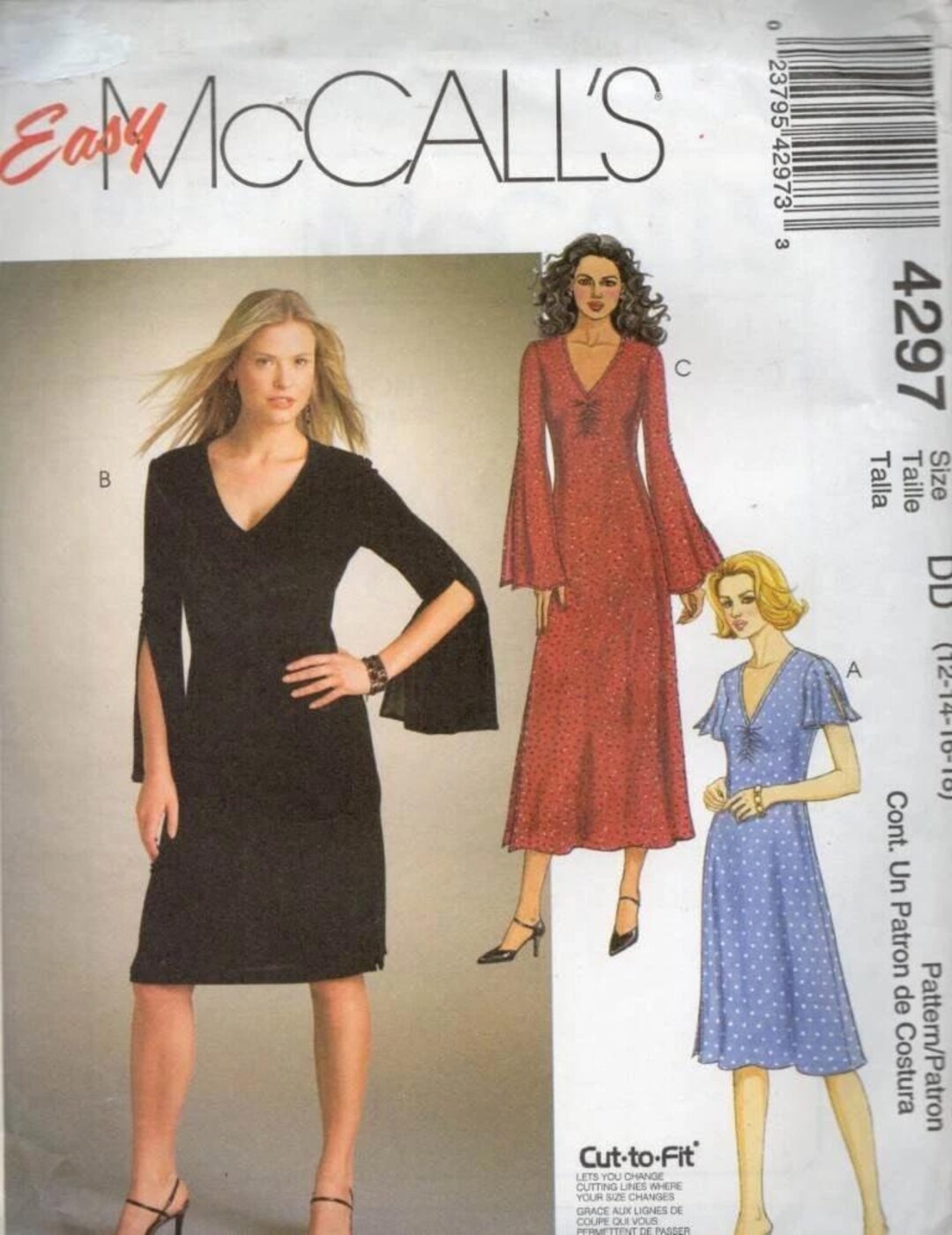 Mccalls 4297 Sewing Pattern - Misses Stretch Knit Dress in 2 Lengths ...