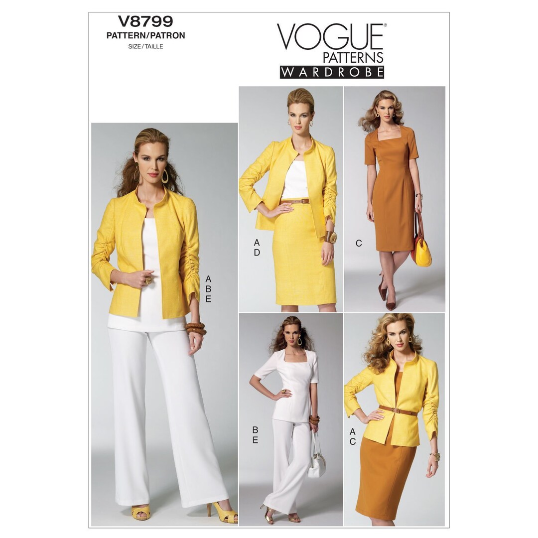 Vogue V8799 Size 6-14 Misses' Wardrobe Jacket, Top, Dress, Skirt ...