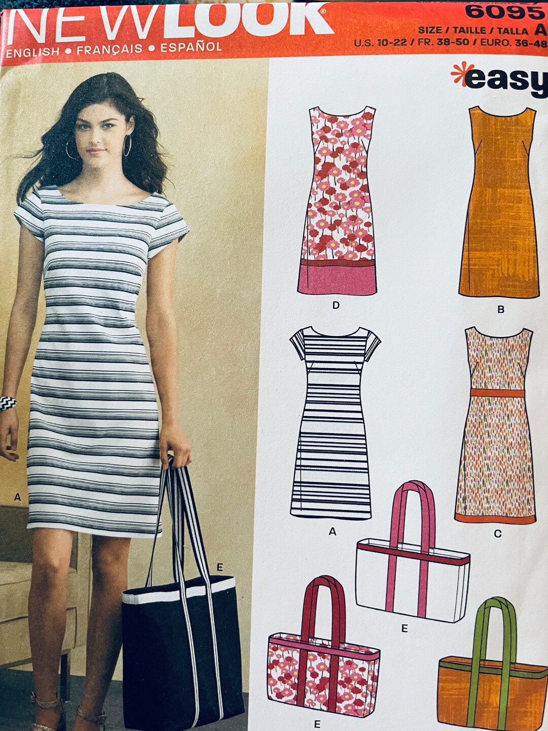 New Look 6095 - Sewing Pattern for Women's Dress and Tote Bag, Summer ...