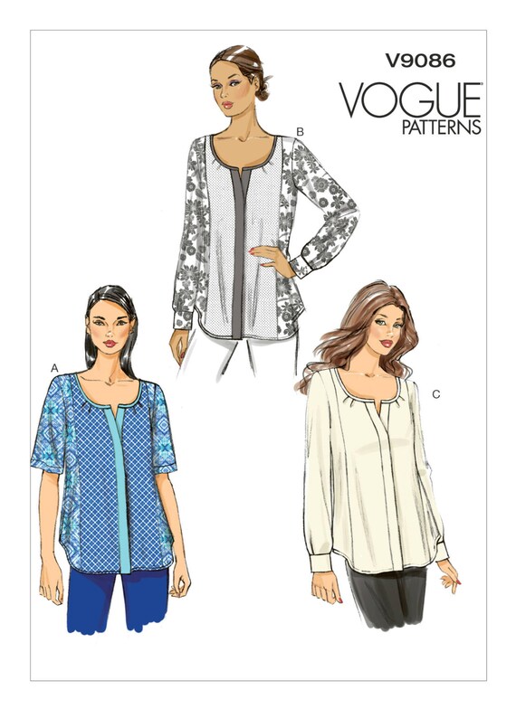 Vogue V9086 Size 8-16 or 16-22 Misses Loose Fitting Tops | Etsy