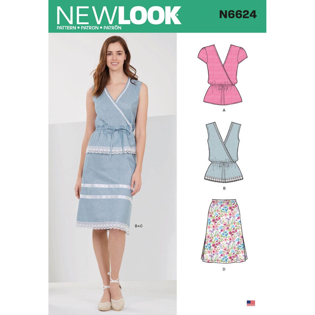 New Look N6624 - Misses Skirt and Tops - Size 10-22/uncut - Etsy