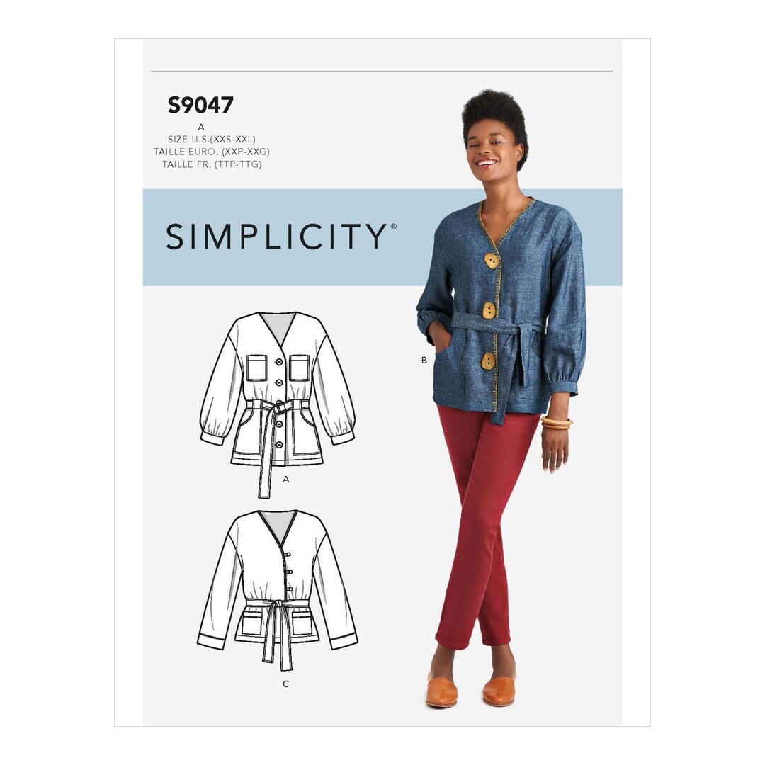 Simplicity S9047 Sewing Pattern - Misses' Unlined Jacket With Waist ...
