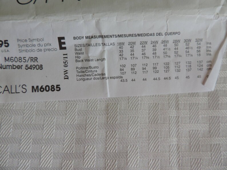 Mccalls M6085 Size 18W-24W or 26-32W Women's Tops - Etsy