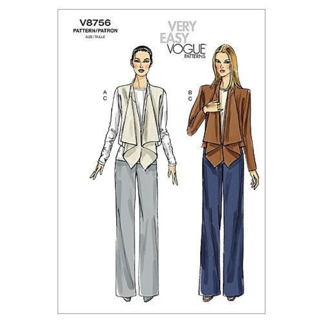 Vogue V8756 Misses Jacket and Pants Sewing Pattern Size 8-16 or 16-22 ...