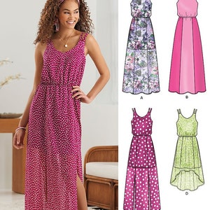 New Look 6282 Size 4-16 Misses Maxi Dresses With Elastic Waist Sewing ...