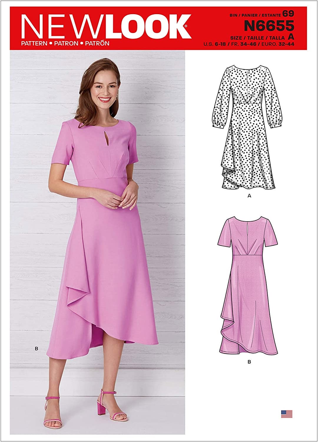 New Look Sewing Pattern N6655 Misses' Dress in Two Lengths With Sleeve ...