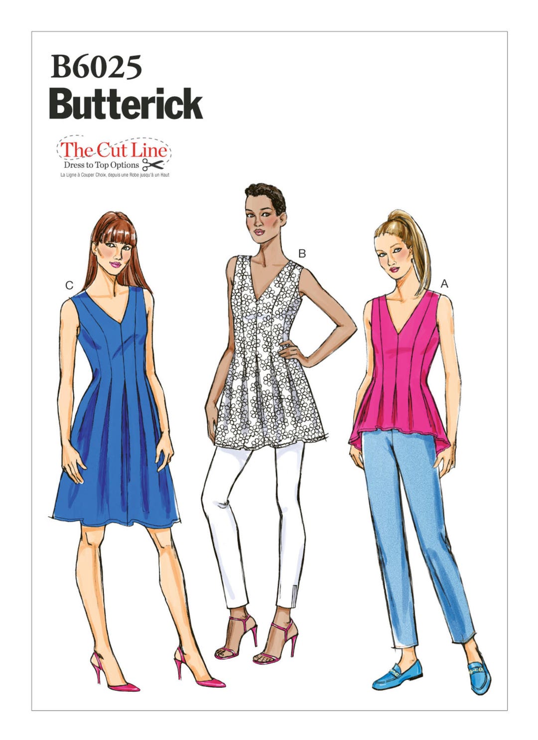 Butterick B6025 Size 8-16 or 16-24 Misses Pleated Fit and Flare Top ...