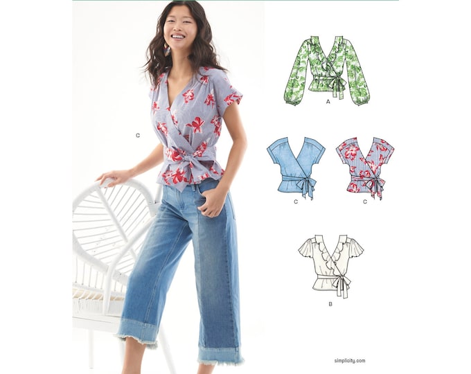 New Look 6560 Sewing Pattern Women's Tops, Wrap Tops, V Neck Tops Size ...