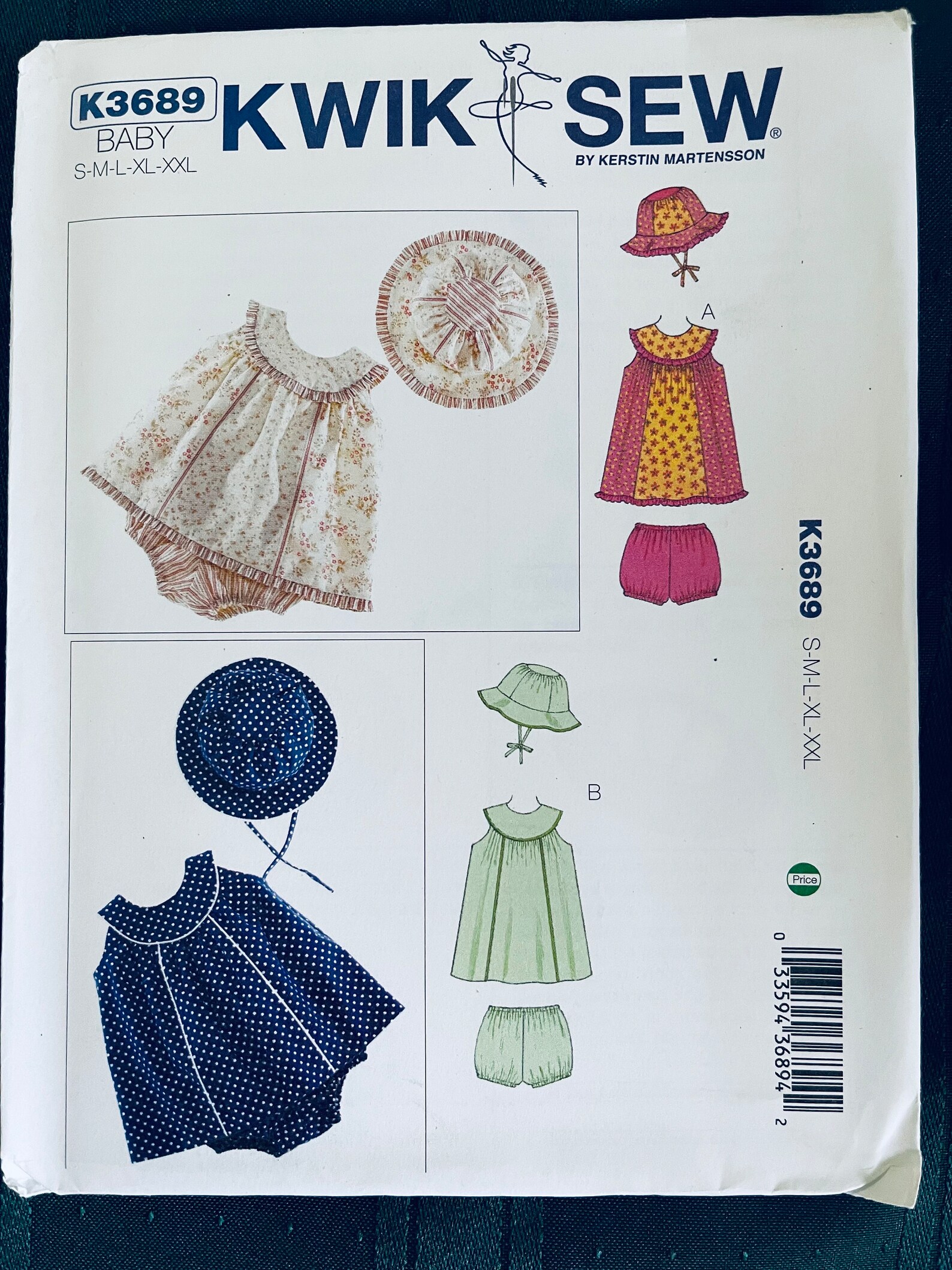 Kwik Sew K3689 - Baby Dresses, Bloomers and Hats W/back Closure Sewing ...