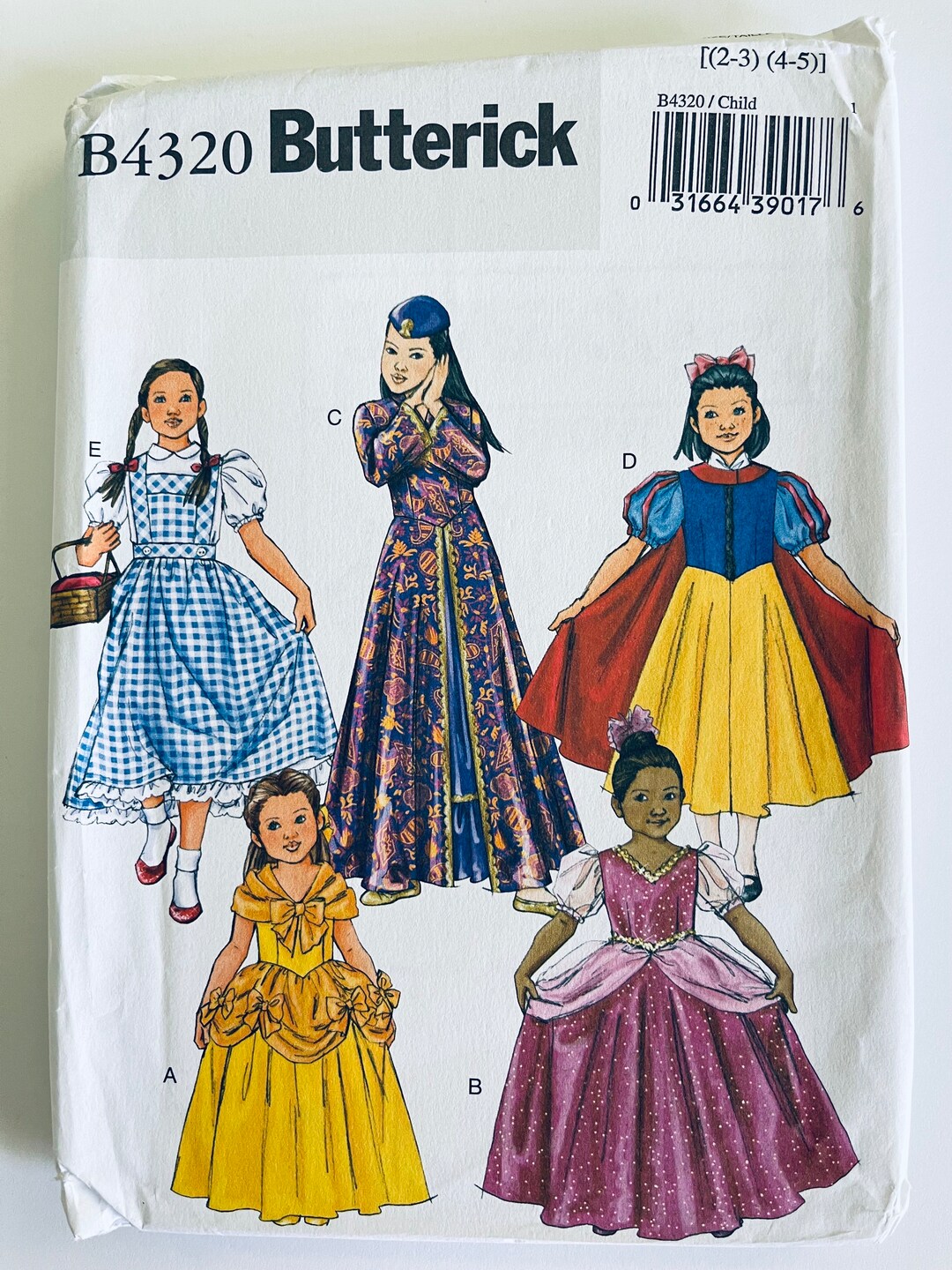 Butterick B4320 Sewing Pattern - Dorothy, Mulan, Snow White, Belle ...