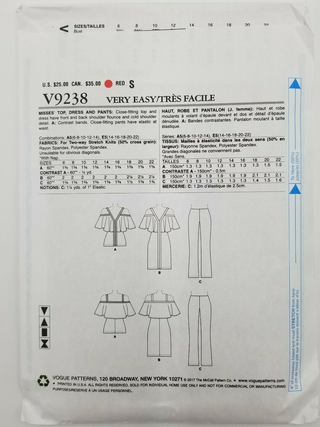 Vogue V9238 Misses' Cold-shoulder Flounce Top and Dress | Etsy